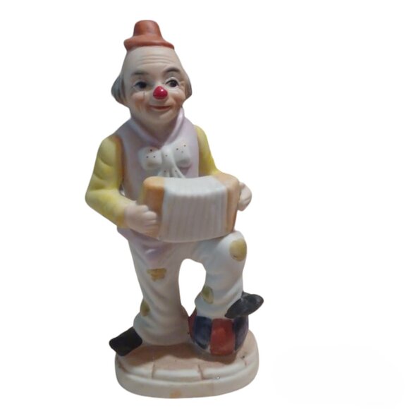Other | Ceramic Circus Clown Playing Accordion With Foot On Ball ...